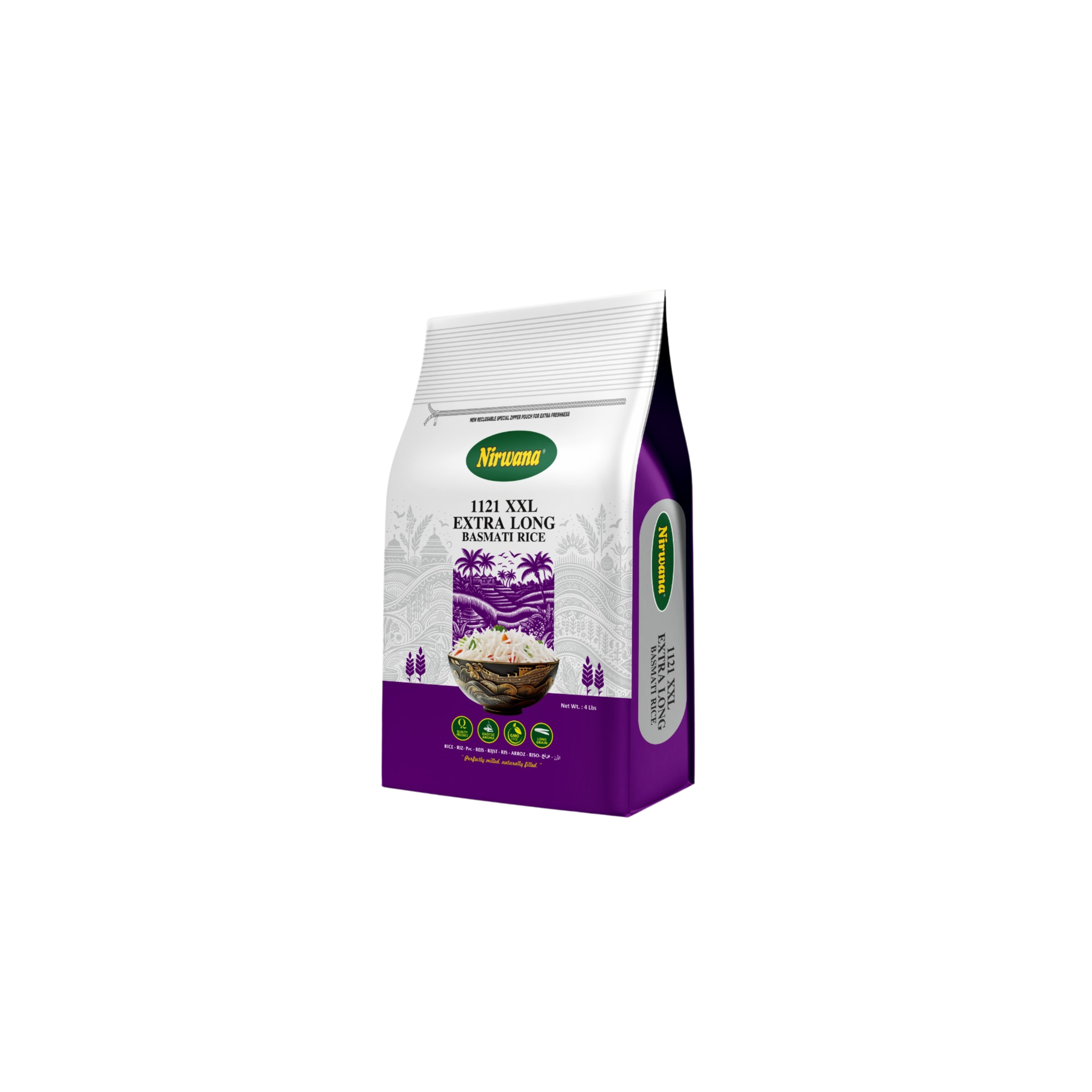Nirwana Naturally Aged Long Grain White Basmati Rice – 4 lb Bag | Prem ...